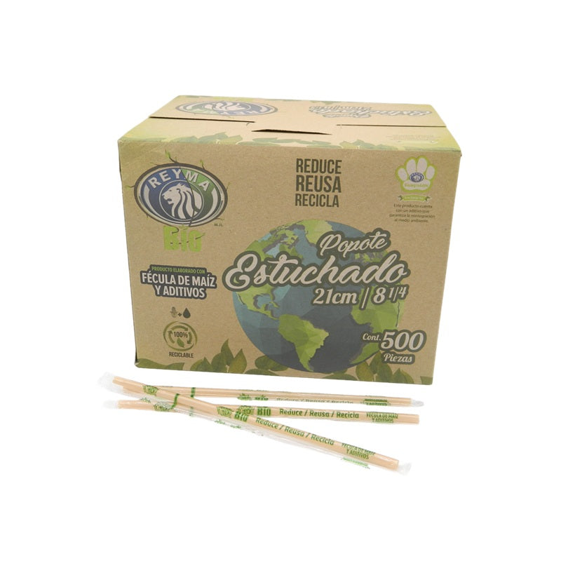 Popote Ecológico REYMA 500pz (21cm) | Fécula de Maíz | Biodegradables ...